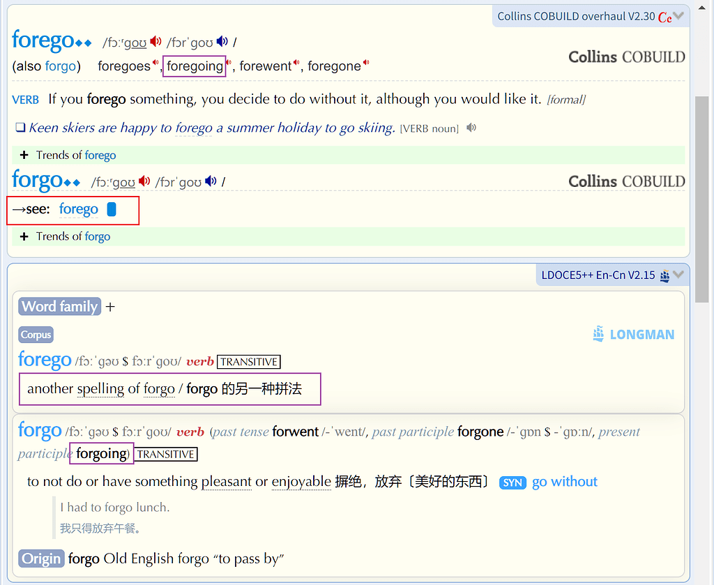 Forego 和 forgo 到底有什么区别？ - 词典及语言学习交流 - FreeMdict Forum